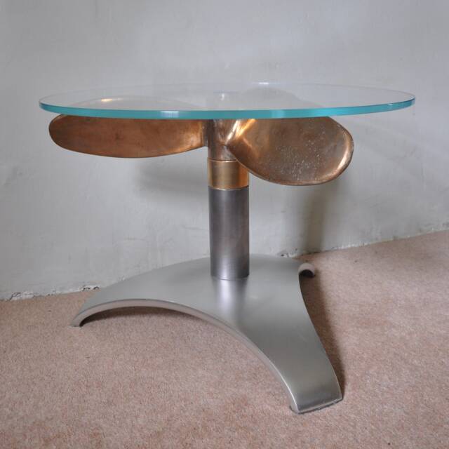 Industrial Design Bronze Propeller Coffee Table With Glass Top by Etsy ...