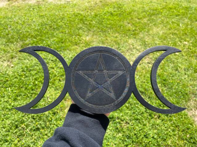Triple Moon Wall Hanging with Pentacle - Black by Etsy | ufurnish.com