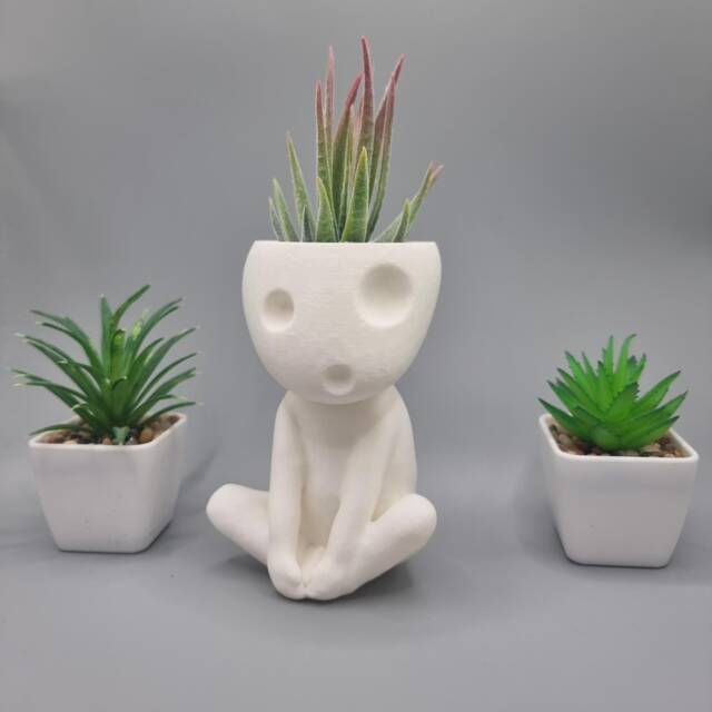 Sitting Kodama Planter With Crossed Legs - Cute Succulent Pot, Desk ...