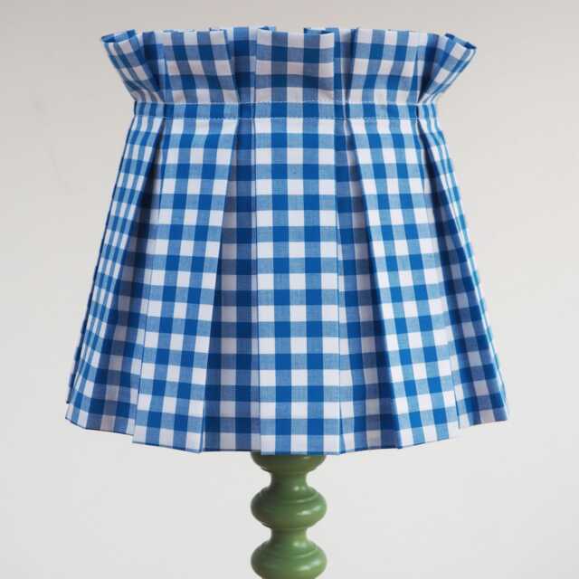 Handmade Box Pleat Blue Gingham Fabric Loose Lampshade Cover Skirt ...