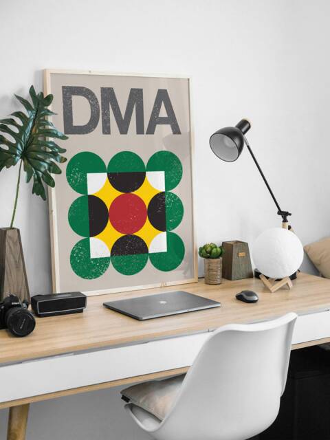 Dominica Flag Mid-Century Art Print, Travel Poster Minimalist, Vintage ...