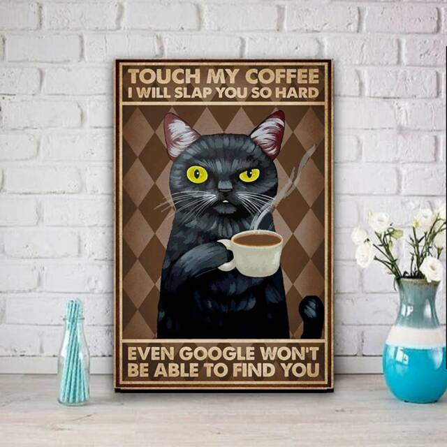 Black Cat Poster , Black Cat Wall Art - Print -Black Artwork Home Decor ...