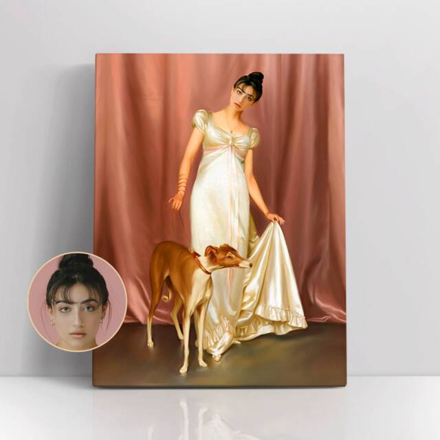 An Elegant Lady Portrait - On Canvas Victorian Regal King Lord Turn Me ...