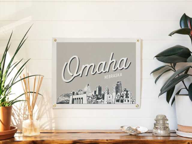 Omaha, Nebraska Felt Poster Banner - City Skyline Wall Art Print Sign ...