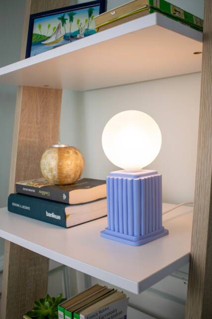 Blue Heera - Dimmable Small Blue Table Lamp With A Square Base & Glass ...