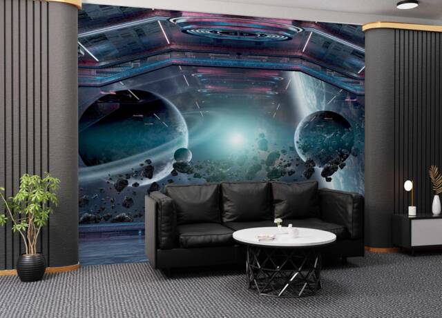 Future Starship Wall Mural Space Peel & Stick Removable Wallpaper Outer ...