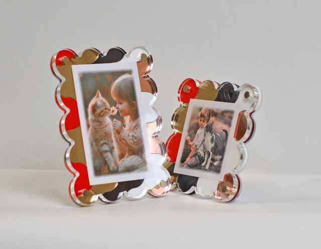 Scalloped Acrylic Mosaic Photo Frame, Vertical Horizontal Display For ...