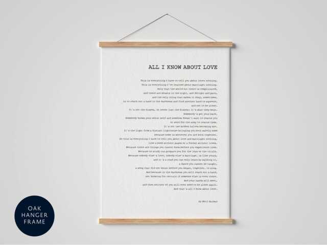 All I Know About Love By Neil Gaiman Poem, Gift For Partner ...