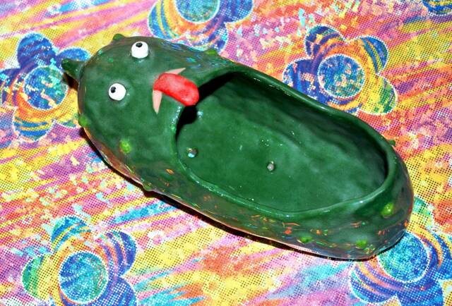 Made To Order Handmade Ceramic Pickle Glazed Planter Googly Eyes Tongue ...
