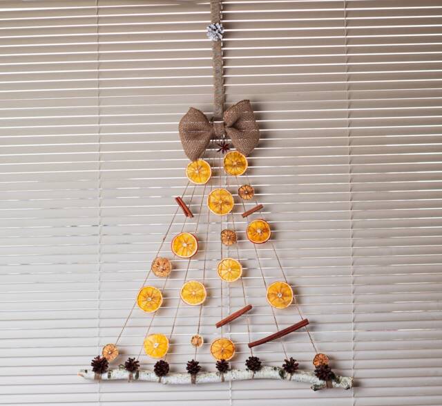 Wall Twig Christmas Tree, Orange Eco Window Display Decoration, Birch ...