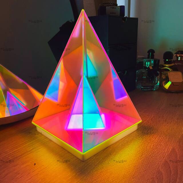 Dichroic Pyramid Table Lamp, Desk Accessories, Night Light, Bedroom ...