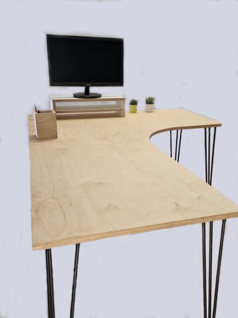 Birch Corner Desk - L Shape Desk //Minimalist Scandi Corner Bespoke ...