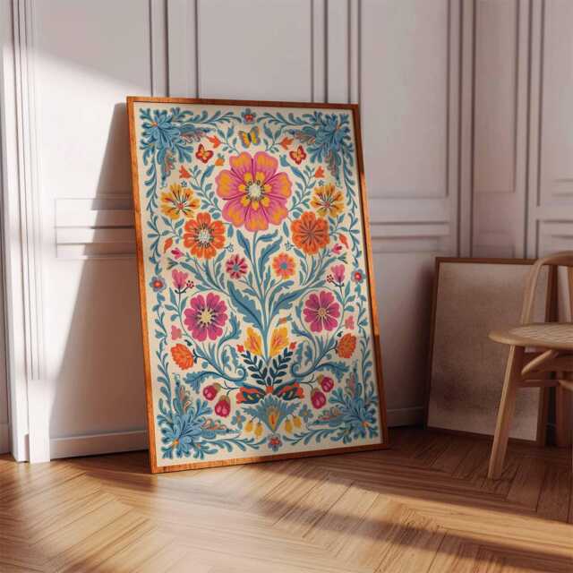 Vintage Mexican Poster, Prints, Decor, Traditional Latin Floral Print ...