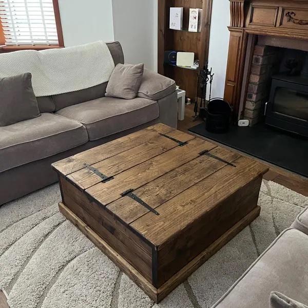 Trunk Storage Chest - Reclaimed Large Square Coffee Table Rustic Style ...