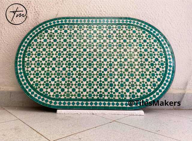 Handmade Moroccan Mosaic Tiled Outdoor Patio Table - Oval Farmhouse ...