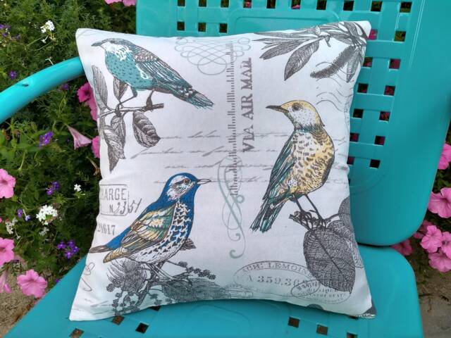 2 Handmade Bird Pillow Covers - Songbird Decorative Cushion Covers For ...