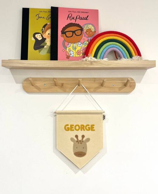 Giraffe Fabric Banner - Personalised Nursery Wall Decor Kids Room Flag ...