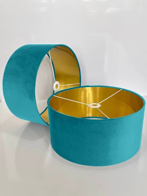 New Luxury Velvet Aqua Blue Drum Lamp Shade & Pendant Light Suitable ...
