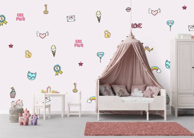 Girl Power Cartoon Wall Decals Tween Room Decor by Etsy | ufurnish.com