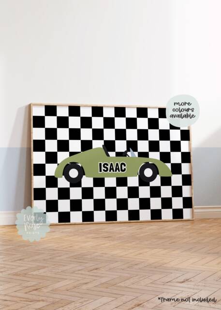 Personalised, Race Car Prints, Vehicle Print, Racing Car, Boys Bedroom ...