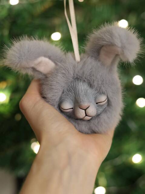 Bunny Christmas Ornament, Fluffy Rabbit, Plush Bunny, Soft Christmas ...