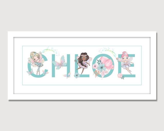 Personalised Fairy Letter Name Frame, Girls Theme, Nursery Wall Art D ...