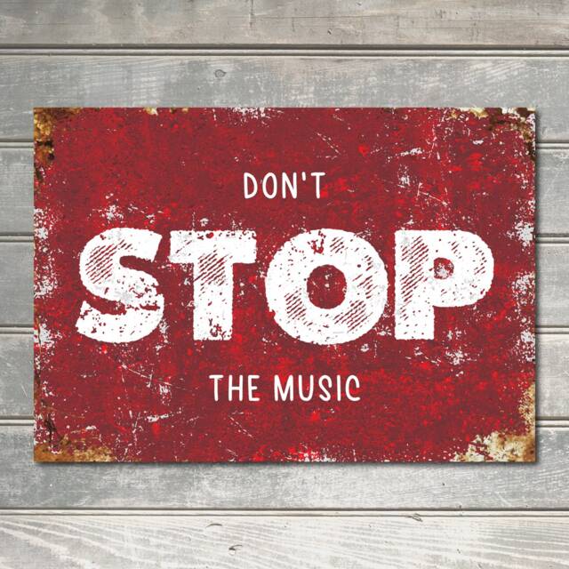 Vintage Don't Stop The Music Metal Sign Retro Wall Decor Plaque Pub Bar ...