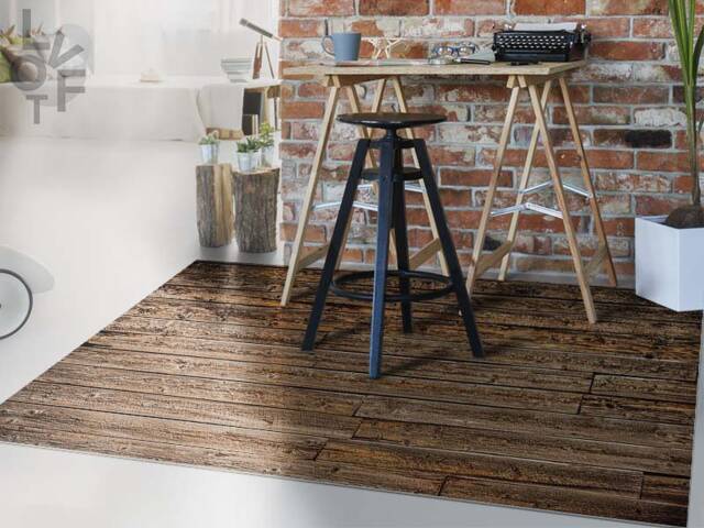 Forest Natural Linoleum Rug, Brown Vinyl Mat, Bronze Floor Wood Bath ...