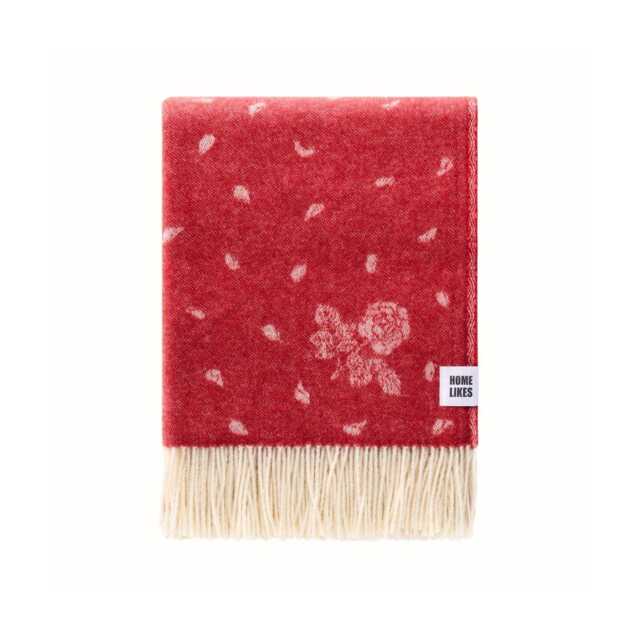 Hearts Red Wool Throw - Woven Blanket Made From Recycled Merino Ruby ...