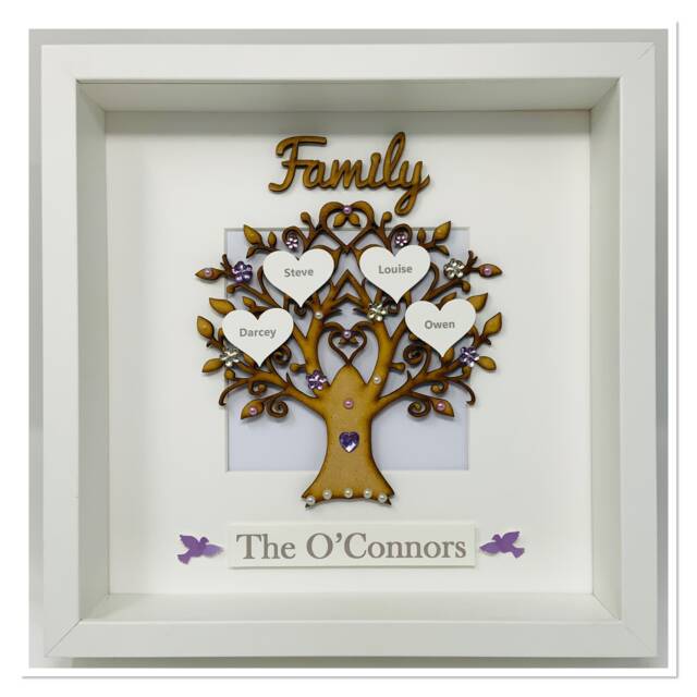 Family Tree 3D Box Frame Picture Personalised - Up To 14 Names Mothers ...