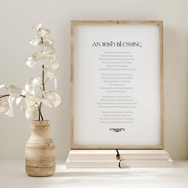 An Irish Blessing Print - Traditional Celtic Poem Inspirational Wall ...