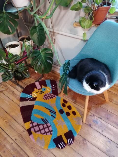 Cat Rug. Handmade Tufted 100% Wool Funky Cat Design by Etsy | ufurnish.com