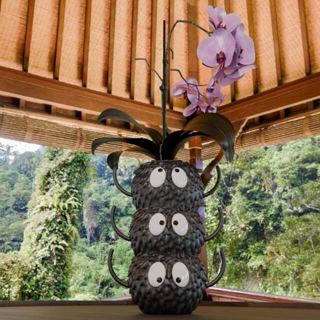 Cute Soot Sprite Stacked Tall Flower Vase, 3D Planter, Pen Holder ...