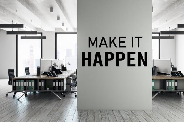 Make It Happen Wall Decal, Office Decal, Office Art, Office Decor, Office Sticker, Motivational ...