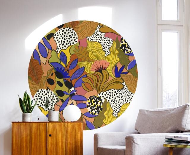 Peel & Stick Circle Wallpaper, Colorful Morocco Sticker, Boho Style ...