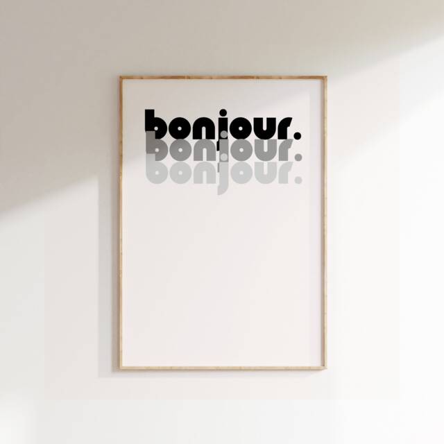 Bonjour Poster, Minimalist Print, Modern Design Home Decor, Wall Art ...