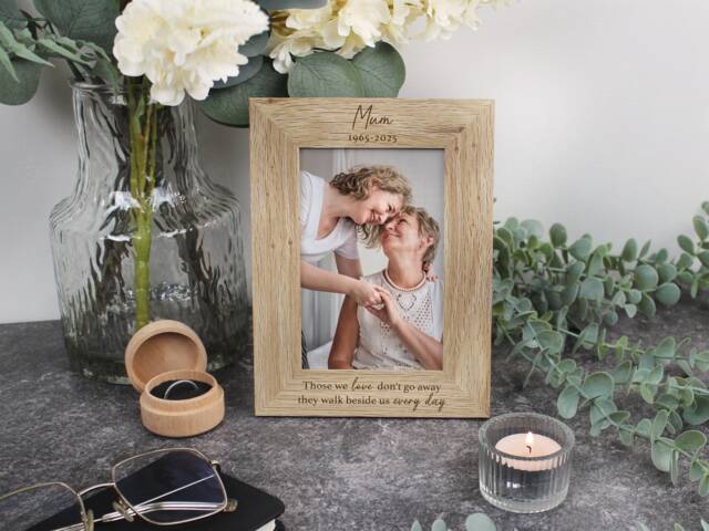"Personalised Mum Memorial Photo Frame, in Loving Memory Wooden ...