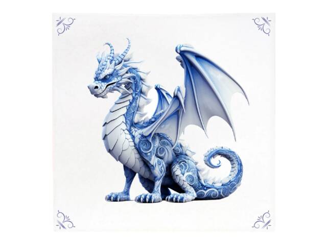 Dragon, Delft Blue, Blue, Blue Tile, Dragons, Wall Art, Kitchen Decor ...