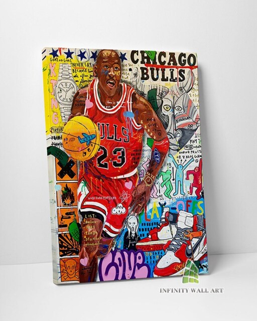 Michael Jordan Graffiti Canvas Art Wall Print Picture Banksy Style ...