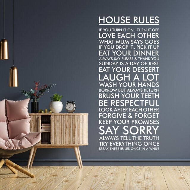 House Rules Wall Sticker Quote Decal - Inspirational Home Decor For ...