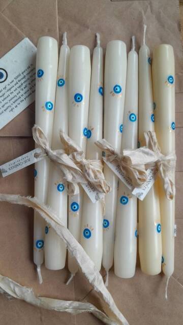 Evil Eye Candles Nazar - Hand Painted Taper Unusual 1 Pair Gift by Etsy ...