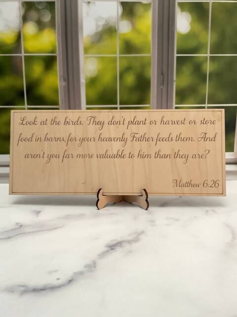 Laser Engraved Wood Sign With Matthew 626 Bible Verse - Christian Wall ...