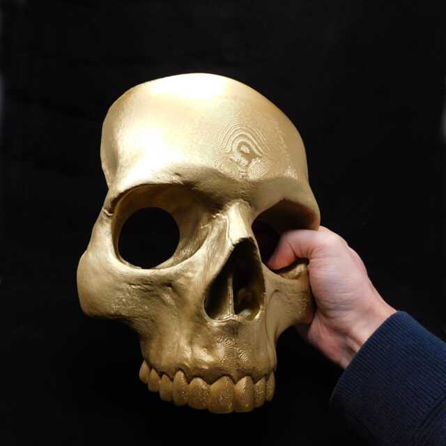 Extra Large Gold Skull Head, Huge Painted Human Wall Art, 3D Printed by ...