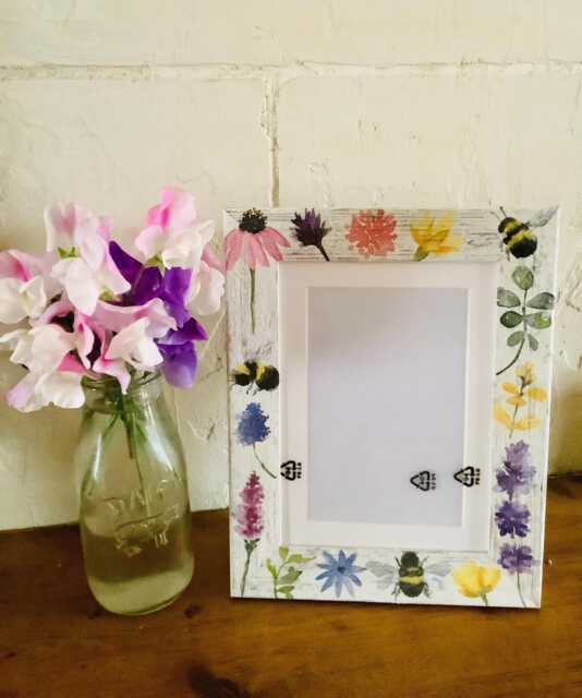 Wild Flower Honey Bee Picture Frame Decoupaged Distressed Photo by Etsy ...