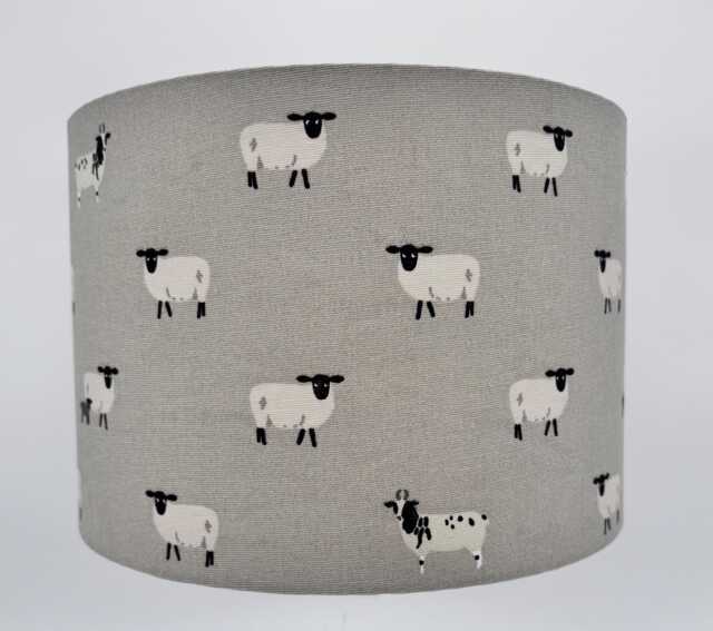 Sophie Allport Sheep Lampshades By Berry & Grouse - Grey Drum Oval ...