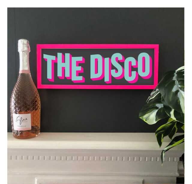 Framed Disco Sign, Neon Print, Pink Girls Bedroom Prints Neon, Wall ...