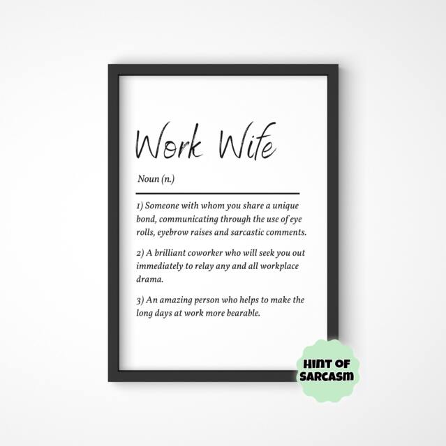 A4 Work Wife Print Coworker Gift- Leaving Gift - Bestie Favourite ...