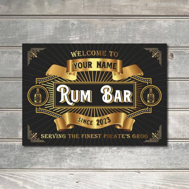 Personalised Rum Bar Wall Sign Alcohol Drinks Liquor Pub Friends Family ...
