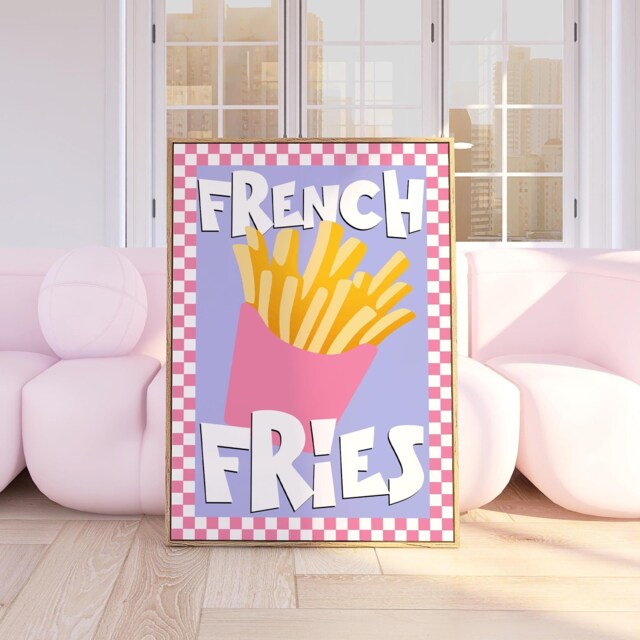 French Fries Print, Gift For Foodie, Food Kitchen Wall Art, Fast Food ...