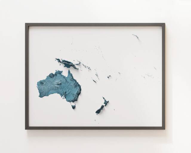 Oceania - Shaded Relief Map Natural Topography by Etsy | ufurnish.com